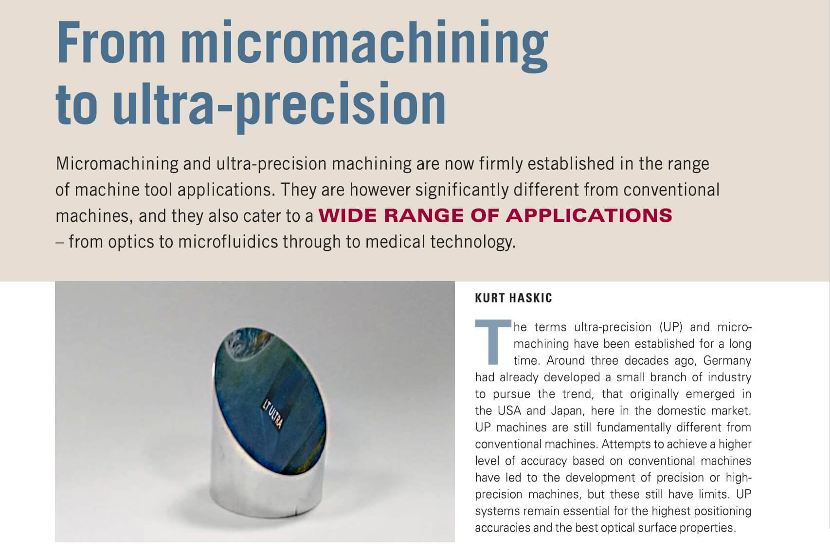 From micromachining to ultra-precision - LT Ultra Precision Technology GmbH